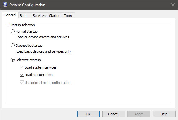 Msconfig Services Tab